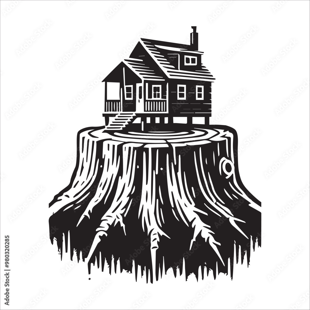 Tree Stump Silhouette Clipart, Tree Stump Clipart vector illustration ...