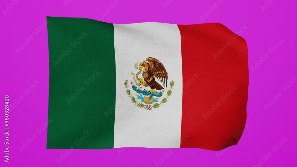 National flag of Mexico waving 3D Render with on chroma key, United ...