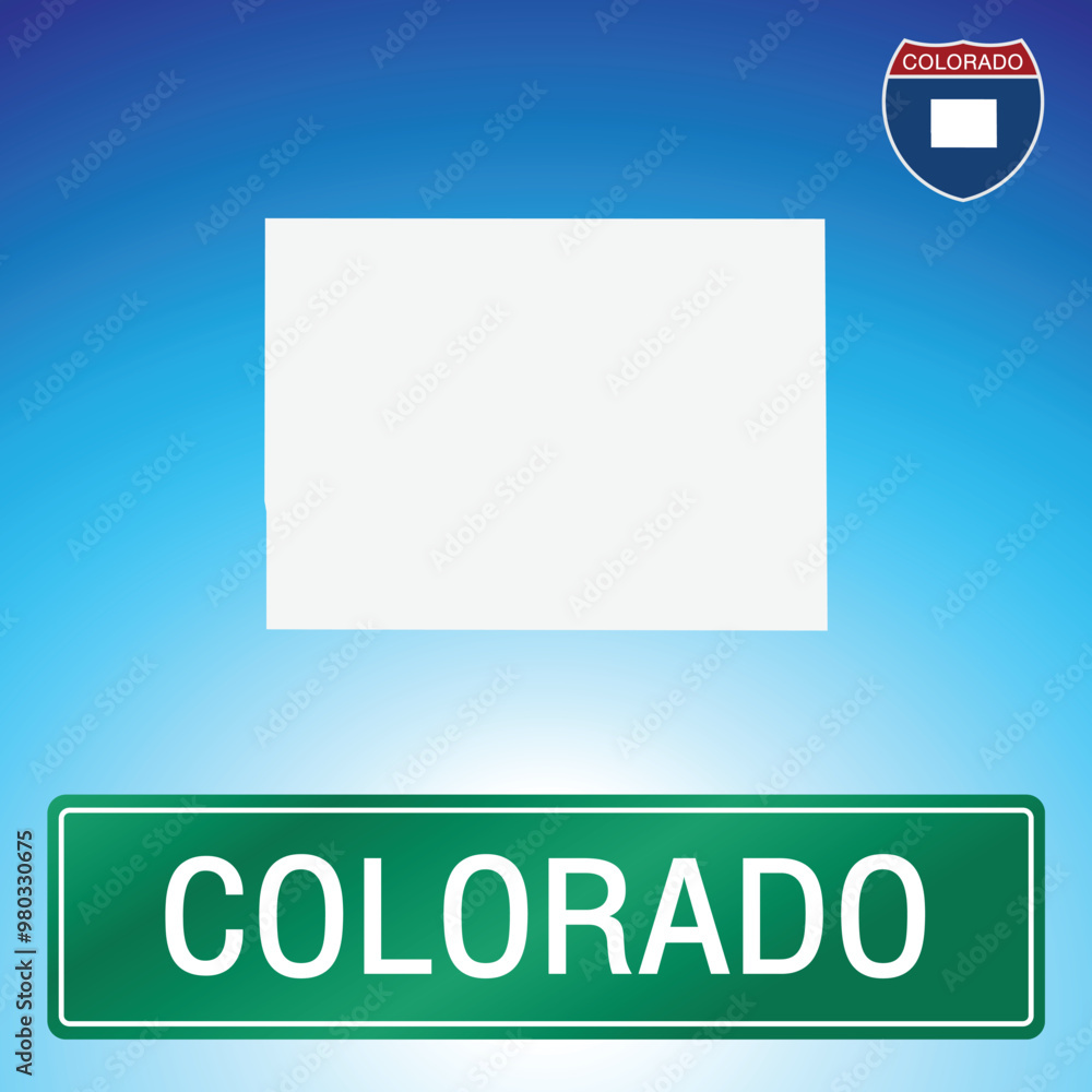 A simple road sign for Colorado with a map of the state in the ...