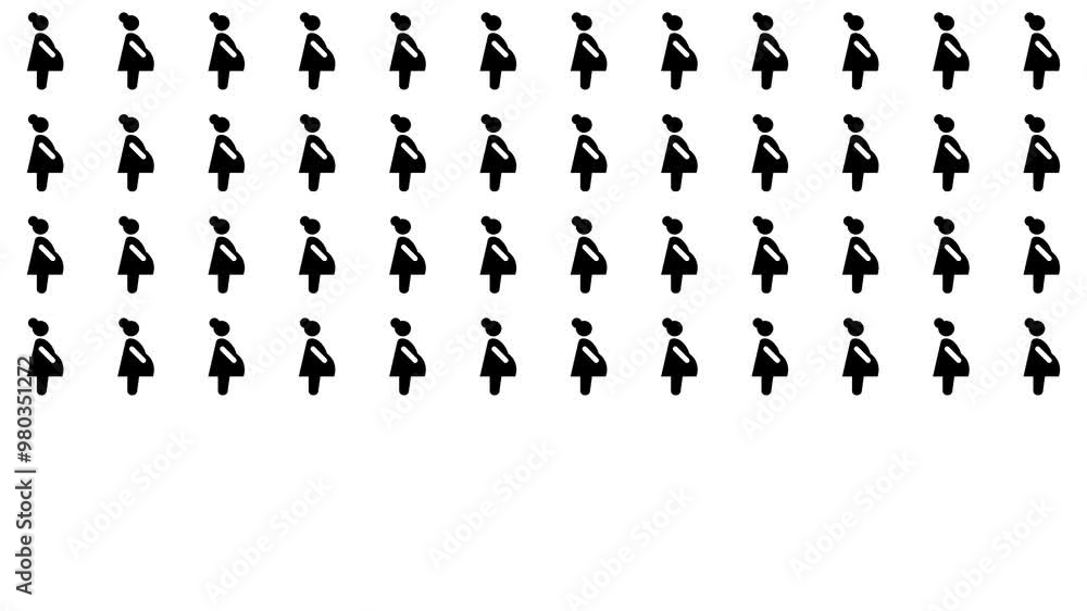 Pregnant women icons increasing from left to right animation ...