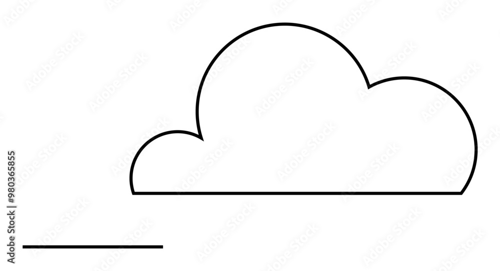 Simple black line art featuring a cloud with a straight line underneath ...