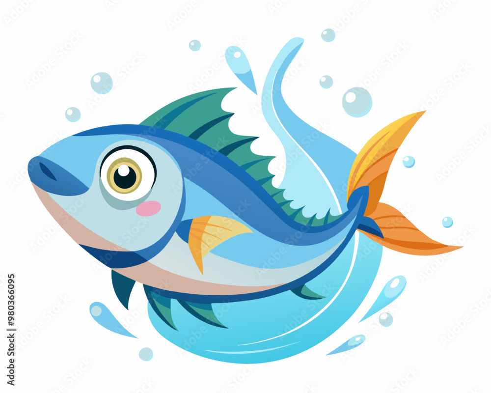 Cute Hilsa fish in water splash on a white background. gold fish Stock ...