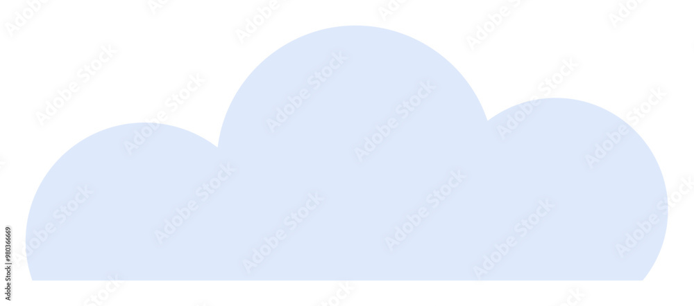 A simple light blue cloud shape with rounded edges on a plain white ...