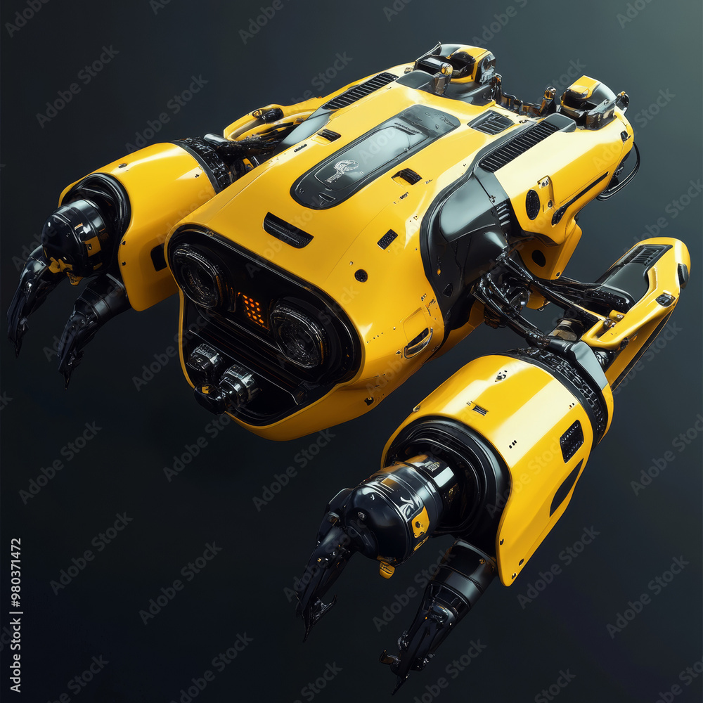 Autonomous underwater ROV equipped with manipulators or robotic arms. A ...