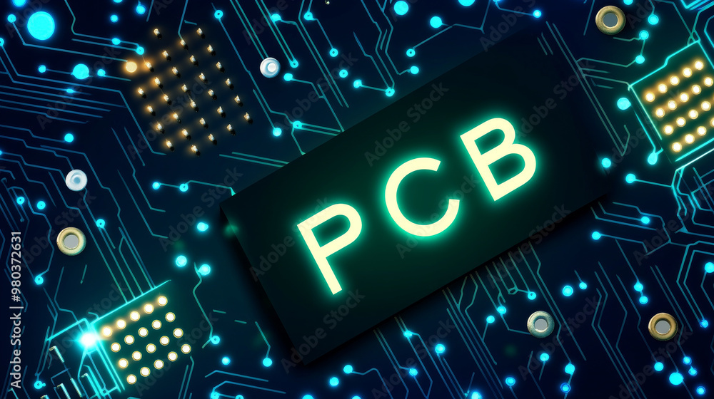Diagram of a circuit board labeled "PCB," showcasing holes and contact ...