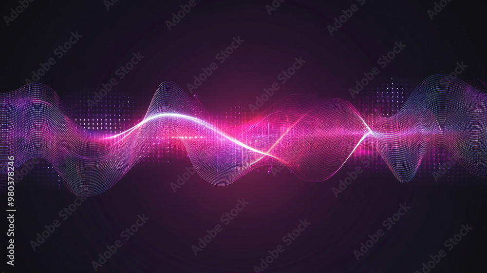 Isolated radial sound wave pattern with luminous particles. Audio ...