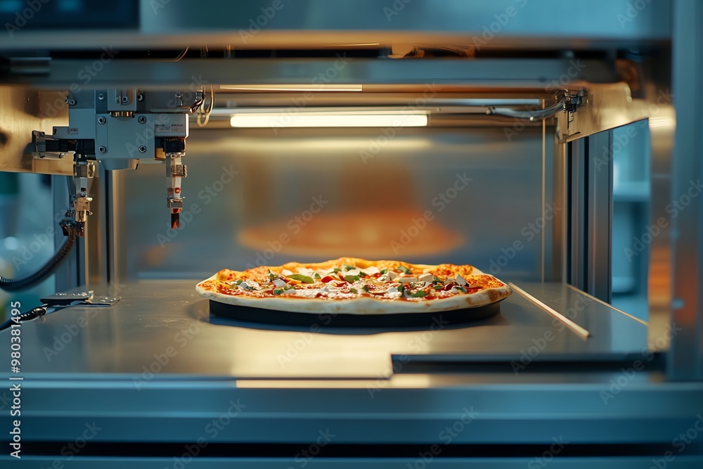Automated Pizza Preparation Machine with a Pizza Inside Stock ...