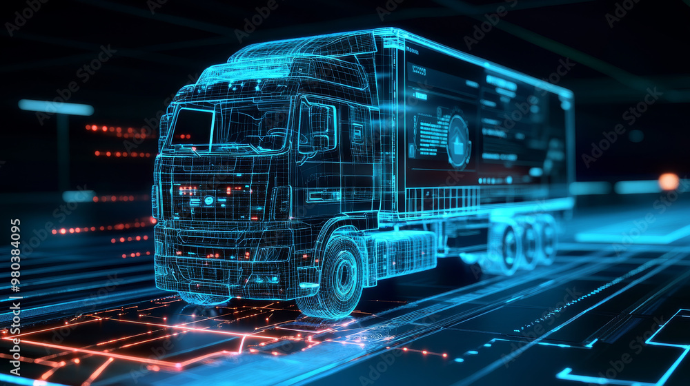 Autonomous smart truck. Unmanned vehicles with artificial intelligence ...