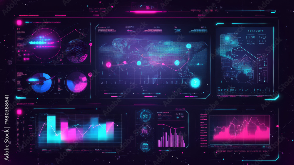 Modern futuristic neon infographic vector template showcasing ...