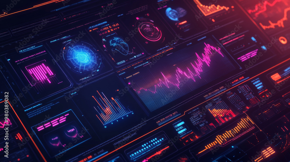 Modern futuristic neon infographic vector template showcasing ...