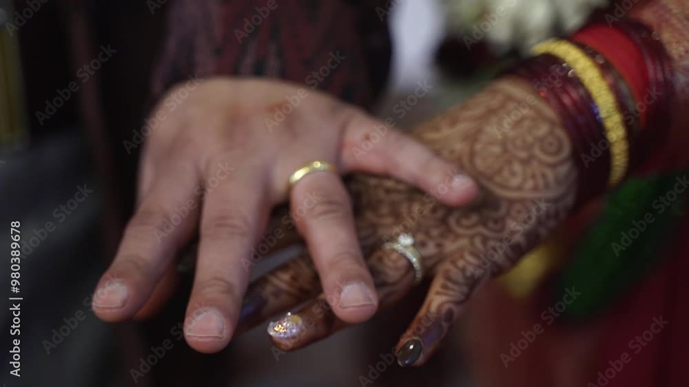 Indian-Nepali wedding: Bride's hands with mehendi showing the wedding ...