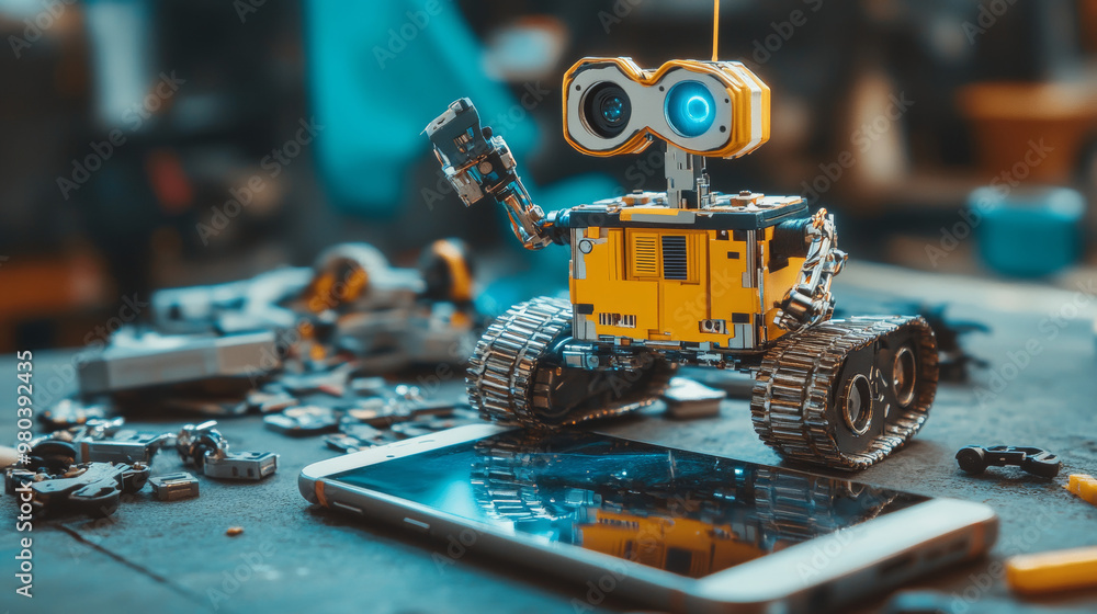A Phone Controlling A Diy Robot Car Built With An Arduino Microcontroller Demonstrates Teaching