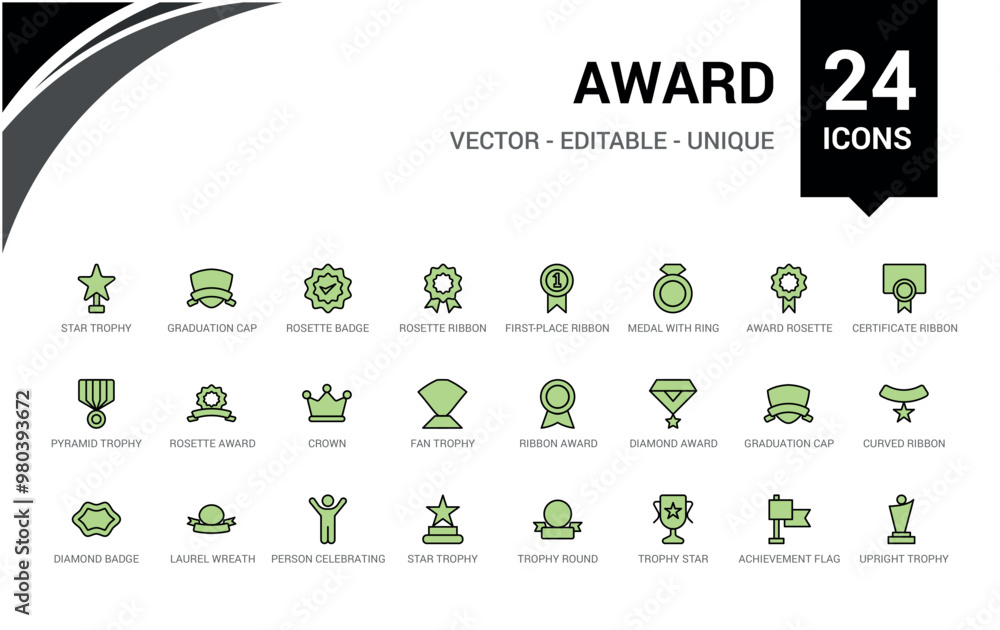 Award colorful icon collection. Color icons of winner medal, victory ...