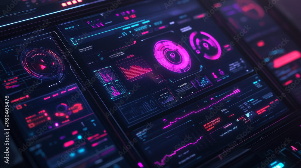 Sci-fi advanced HUD dashboard showcasing virtual reality technology ...