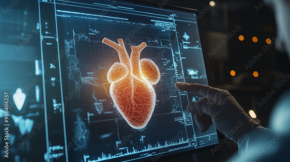 Cardiologist diagnosing a patient's heart functions and blood vessels ...