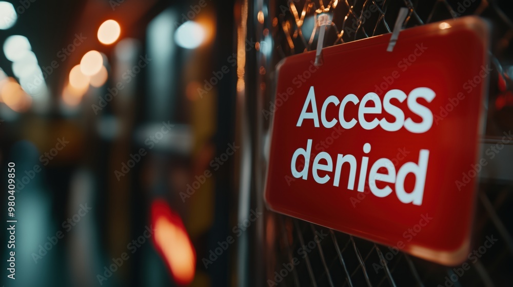 Access denied warning sign in a secure area - technology and security ...