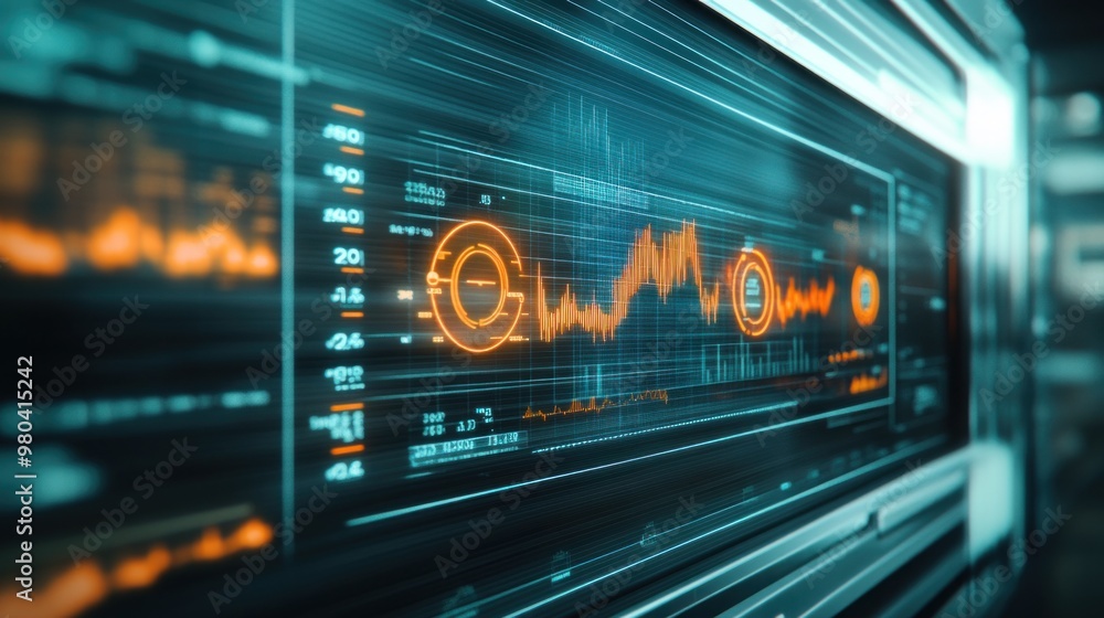 Futuristic Business Hub: High-Tech Performance Metrics Display with ...