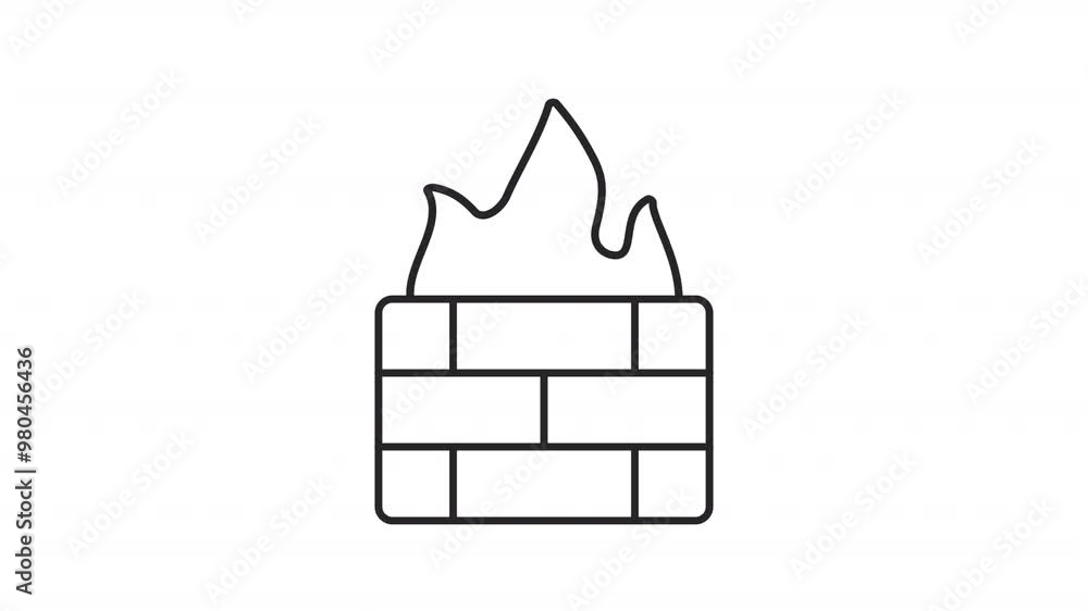 Firewall line animation. Web security animated icon. Moving flame ...