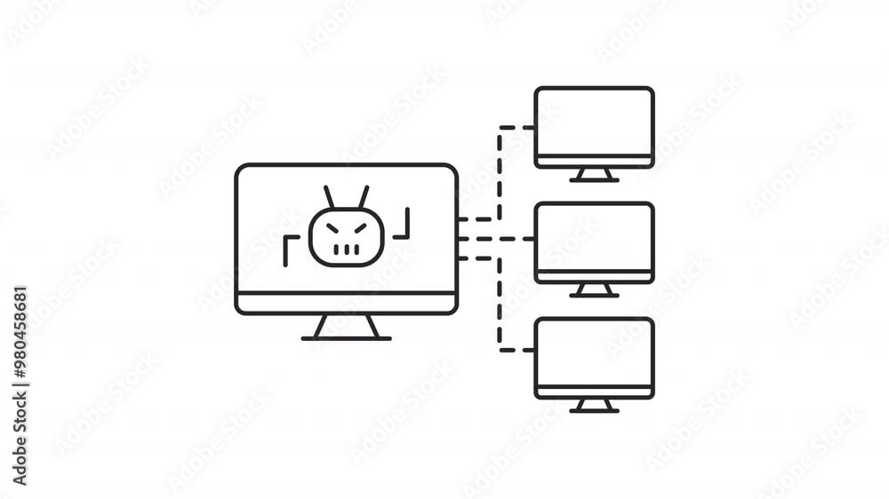 Botnet line animation. Ddos attack animated icon. Moving lines ...