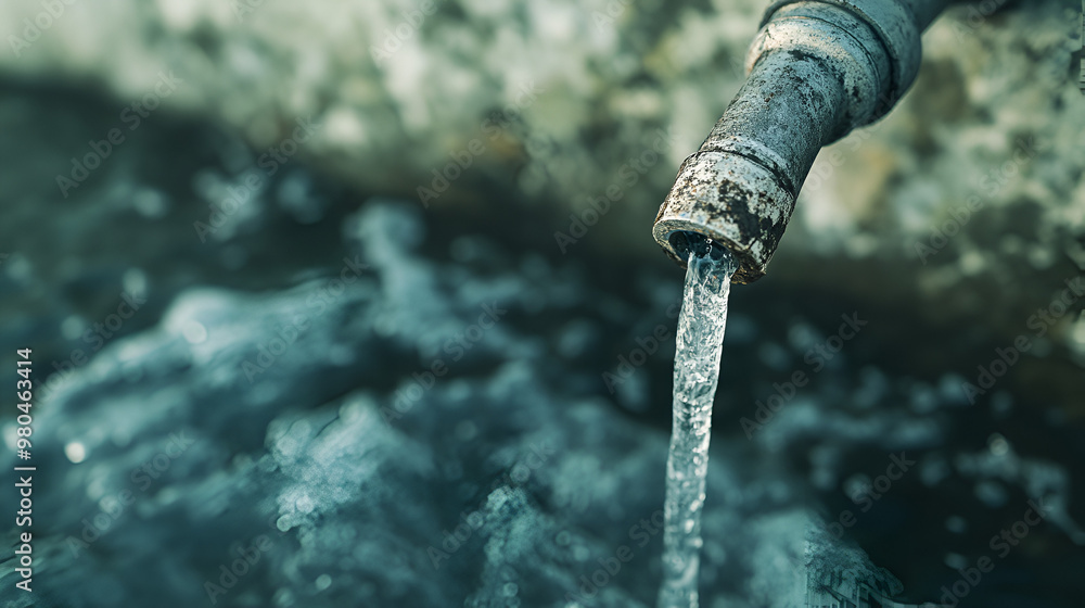 Water flowing from a tap turning into polluted sludge, visualizing the ...
