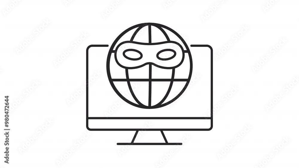 Dark web line animation. Anonymous network animated icon. Spinning ...