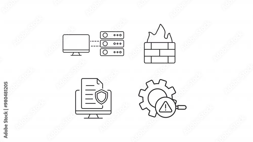 Cyber security animation set. Network protection animated line icons ...