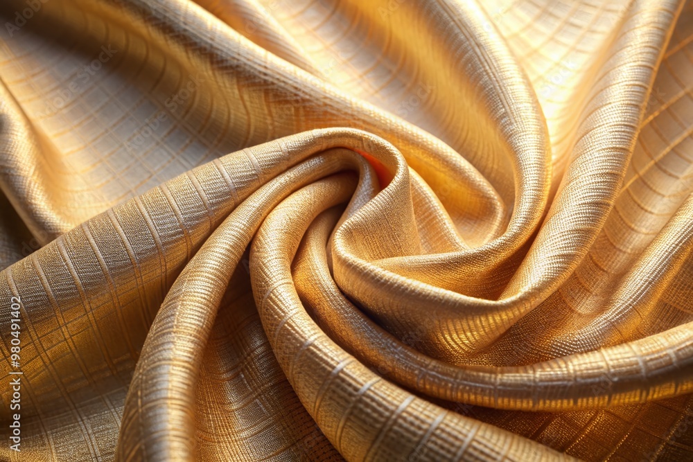 Softly illuminated crepe fabric texture with intricate woven pattern ...