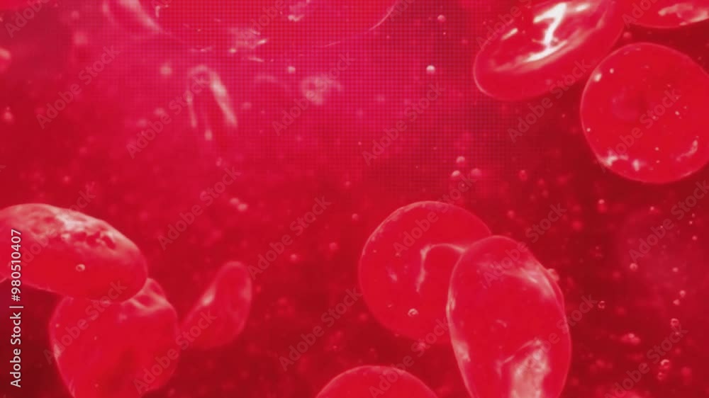 Abstract red blood cell background with multiple blood cells in a ...