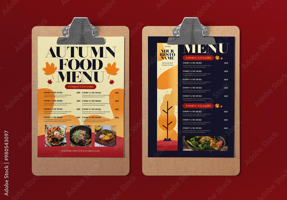 Cream Flat Design Autumn Food Menu Layout Stock Template | Adobe Stock