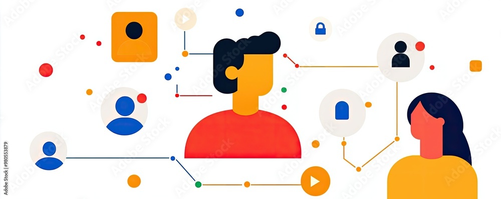 A visual representation of a social media post with user icons and ...