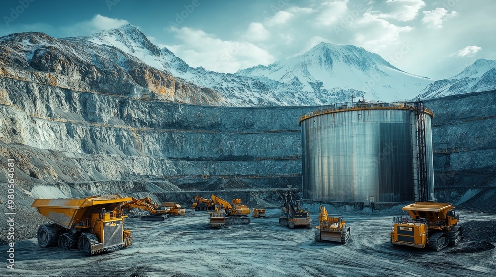 A stainless steel fuel tank in the heart of a mining operation ...
