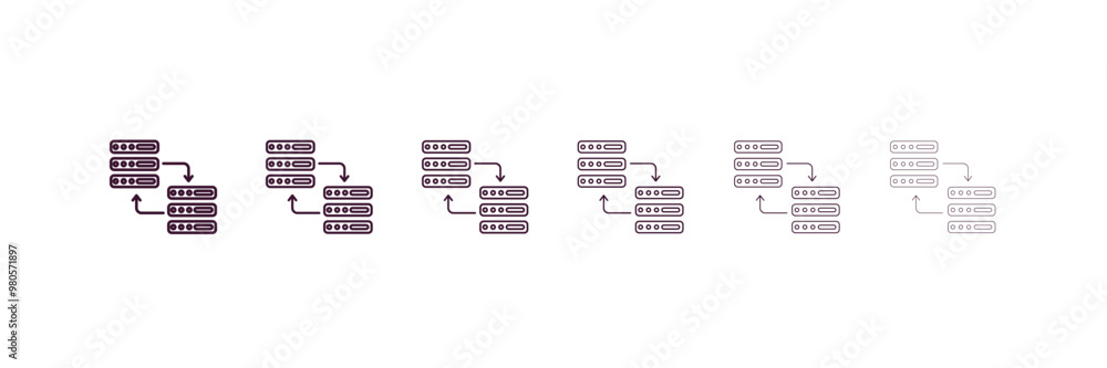 data transfer outline icon. Linear vector from ai and tech concept. 6 different line style data ...