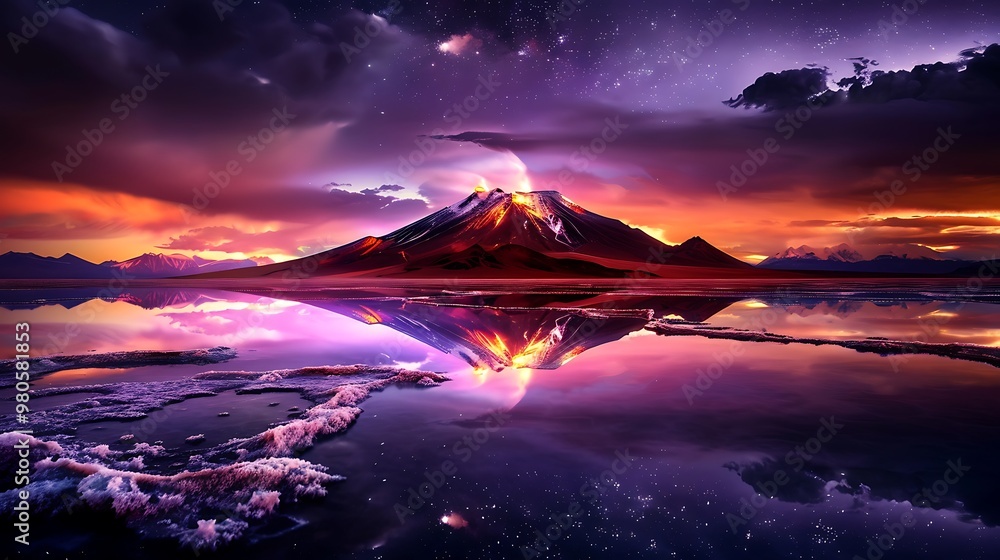 surreal salt flats of uyuni, perfect reflection, star-filled night the ...