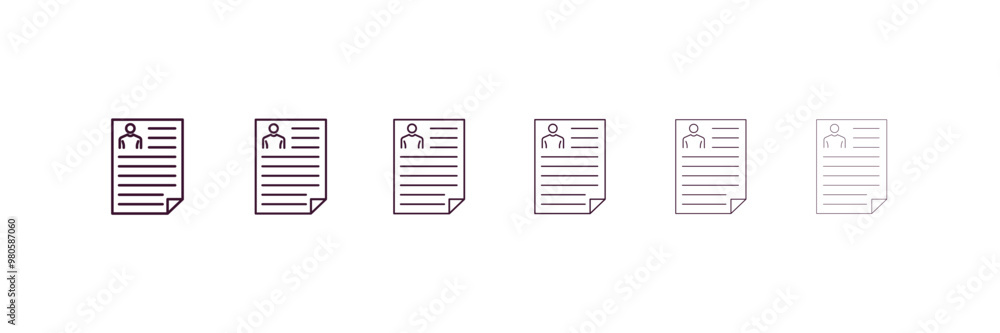 curriculum vitae outline icon. Linear vector from human resources concept. 6 different line ...