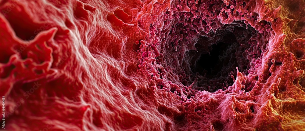 High-resolution cross-section of a human red blood cell, rich in ...