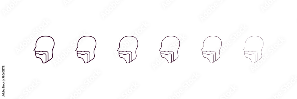 pharynx outline icon. Linear vector from medical concept. 6 different line style pharynx icon ...