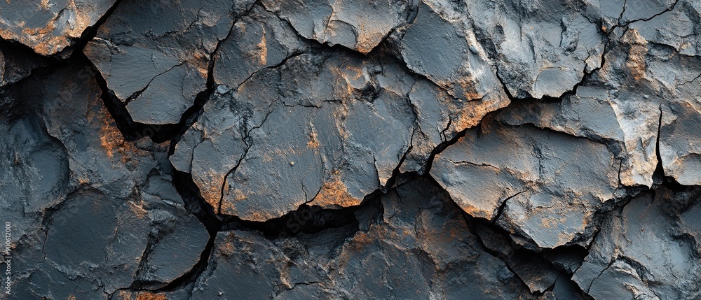 Magnified surface of volcanic rock porous texture revealing sharp edges ...