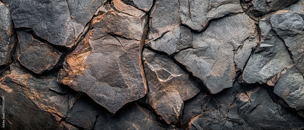 Magnified surface of volcanic rock porous texture revealing sharp edges ...