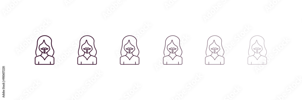 bearded woman outline icon. Linear vector from people concept. 6 different line style bearded ...