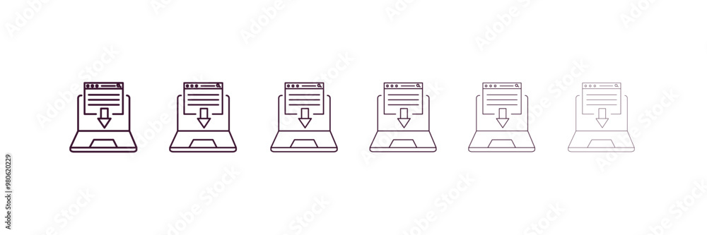landing page outline icon. Linear vector from programming concept. 6 different line style ...