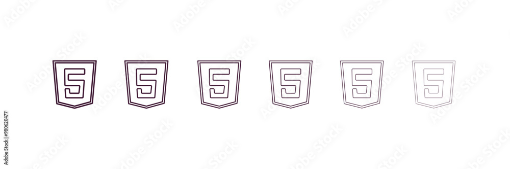 html outline icon. Linear vector from programming concept. 6 different line style html icon ...