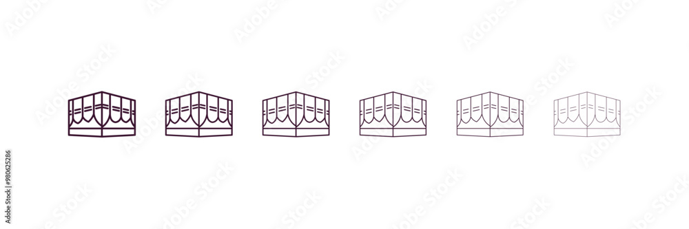 kaaba outline icon. Linear vector from religion concept. 6 different line style kaaba icon ...