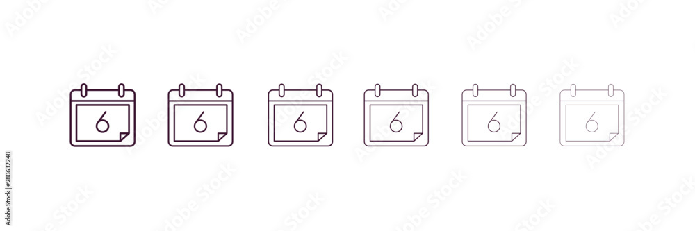 calendar with six days outline icon. Linear vector from tools concept ...