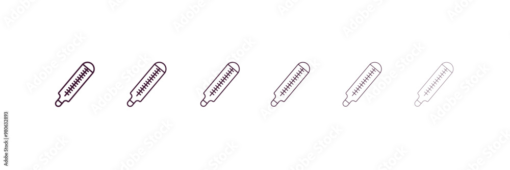 body thermometer outline icon. Linear vector from tools concept. 6 different line style body ...