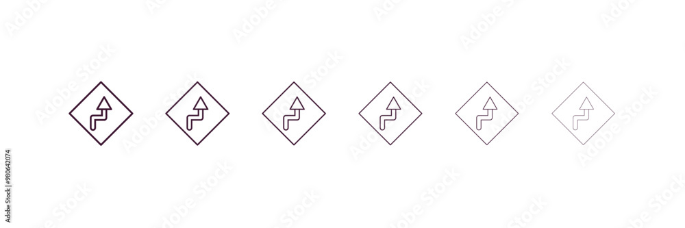 road signposts outline icon. Linear vector from user interface concept. 6 different line style ...