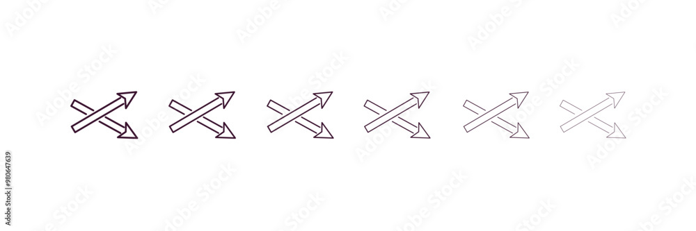 crossover outline icon. Linear vector from user interface concept. 6 different line style ...