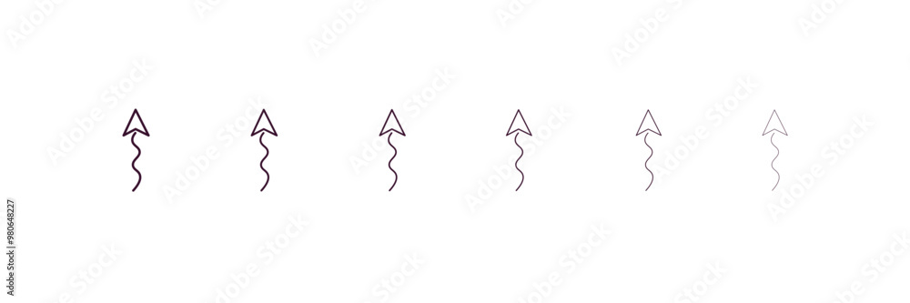 squiggly arrow outline icon. Linear vector from user interface concept. 6 different line style ...