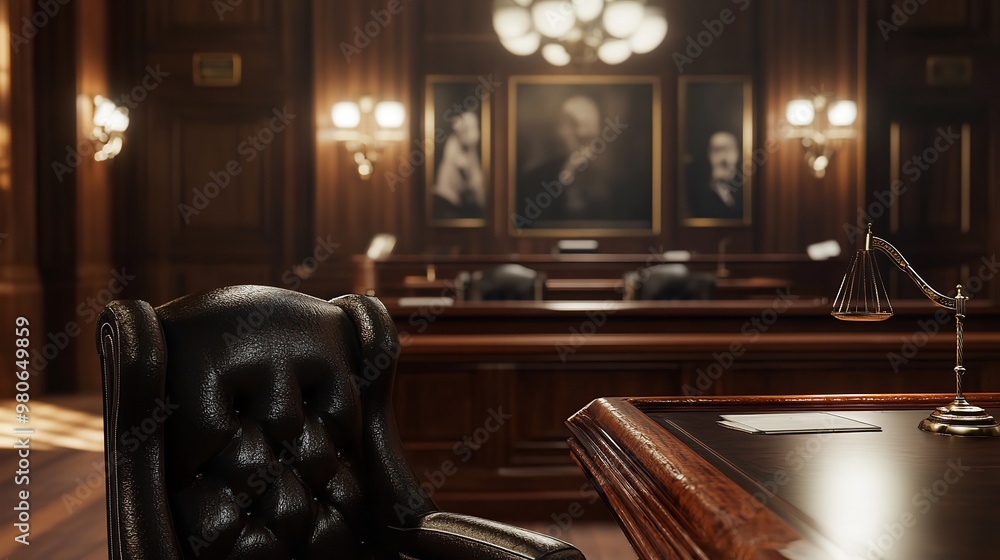 Dynamic image of a courtroom with a focus on the jury box, highlighting ...