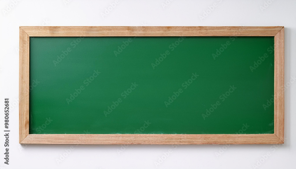 Empty green chalkboard texture hang on the white wall. double frame ...
