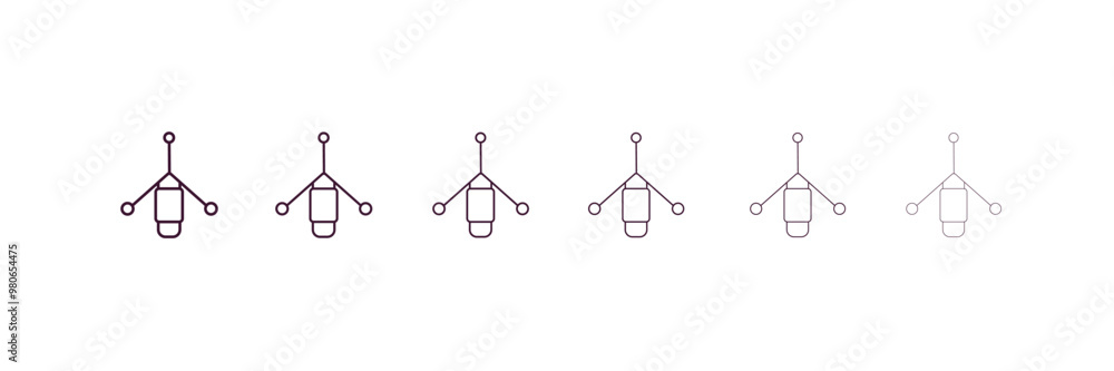 anemometer outline icon. Linear vector from weather concept. 6 different line style anemometer ...